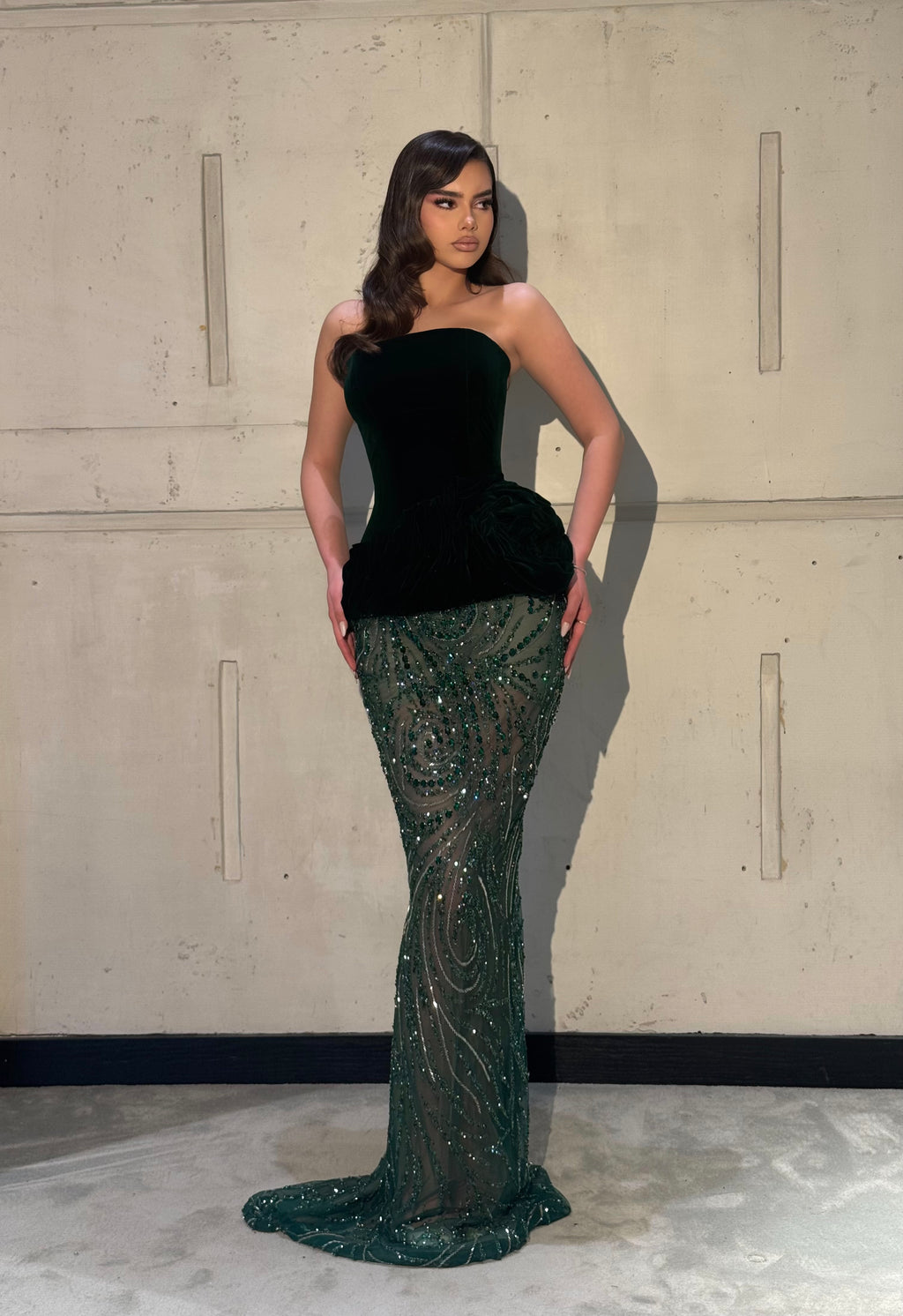 Elvira - Emerald Beaded Gown – Walone LLC