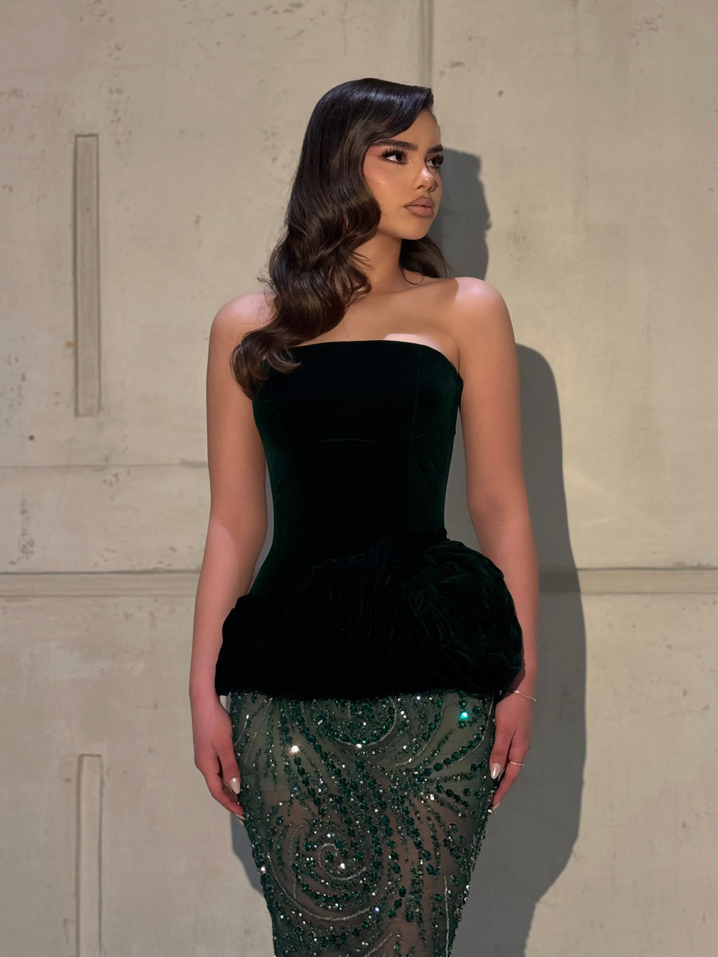 Elvira - Emerald Beaded Gown – Walone LLC