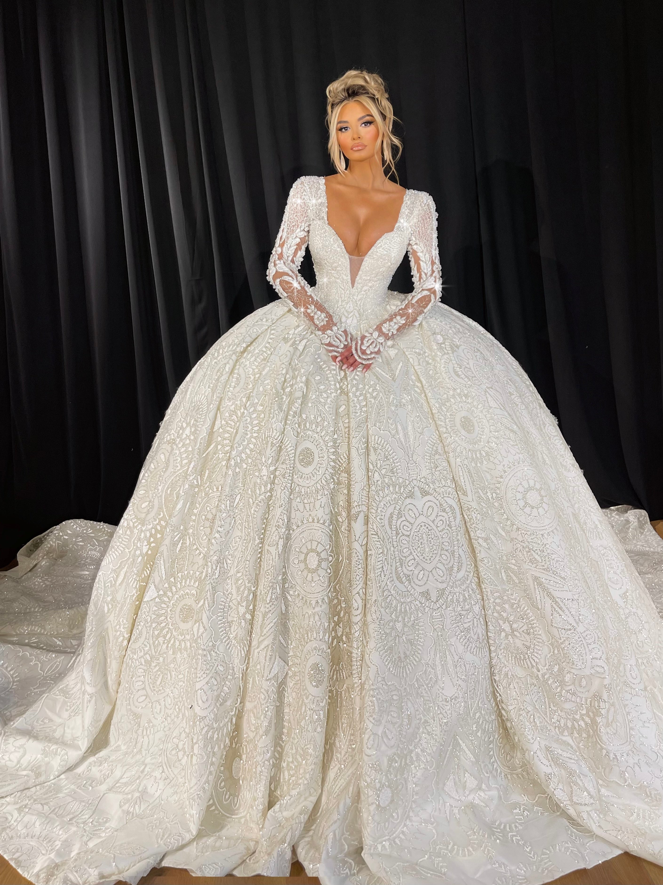 Plunging Neckline Bridal Ball Gown – Walone LLC
