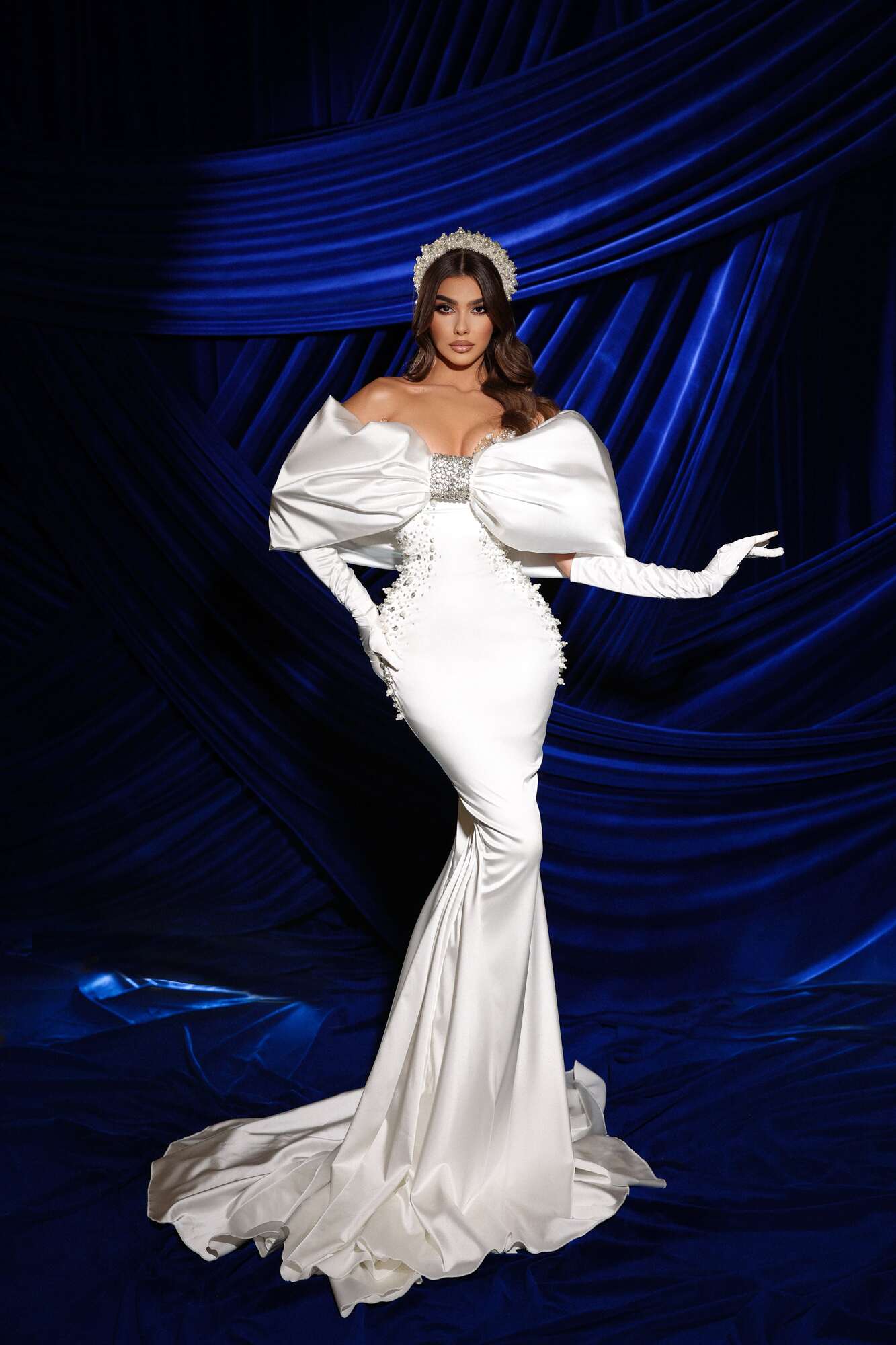 Mermaid Satin Dress with Bow Corset Bustier – Walone LLC